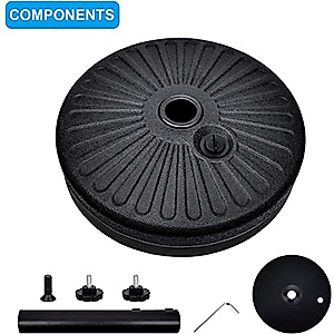 Simple Deluxe 20 Inch 50lbs Weight Capacity Heavy Duty Fillable Market Patio Umbrella Round Base Stand with Holder for Outdoor Lawn, Garden, Yard, Deck, 20inch, Black