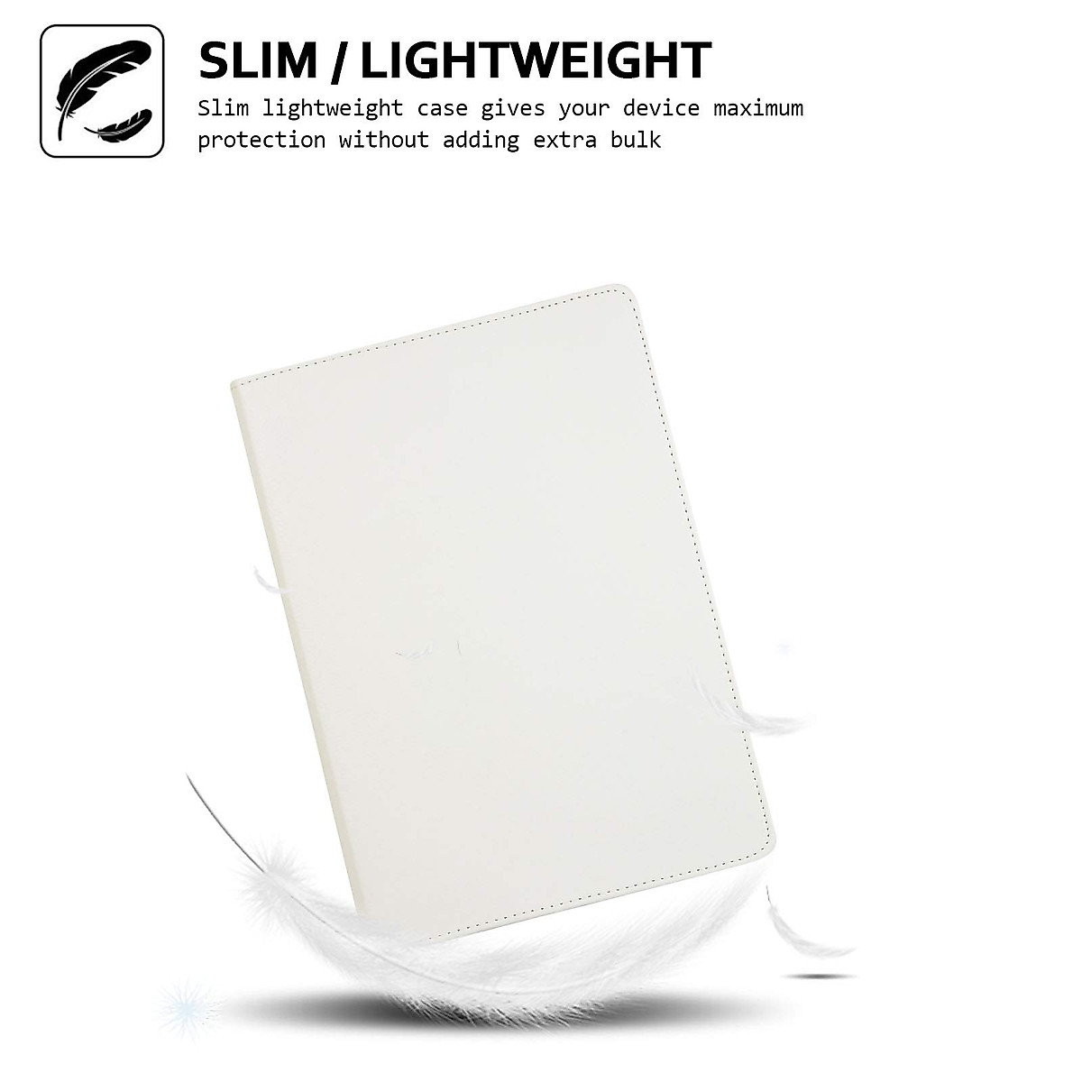 Rotating Case for iPad Pro 12.9-inch 1st & 2nd Generation (2015/2017), Techcircle Slim Premium PU Leather Smart Cover Multi-Angle Viewing Stand Folio Magnetic Hard Shell Protective Case, Off-White