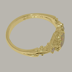 LetsBuyGold 10k Yellow Gold Natural Opal & Cultured Pearl Womens Trilogy Ring - Size 11.25