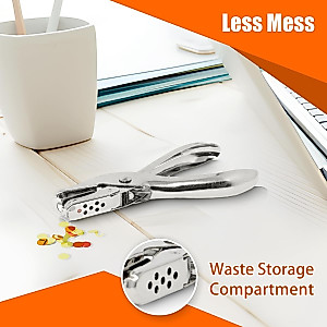 1 Hole Punch, Single Hole Puncher, 8 Sheet Capacity, Ultimate Stationery, Silver Color, 2 Pack Classic Office Paper Punch for Paper