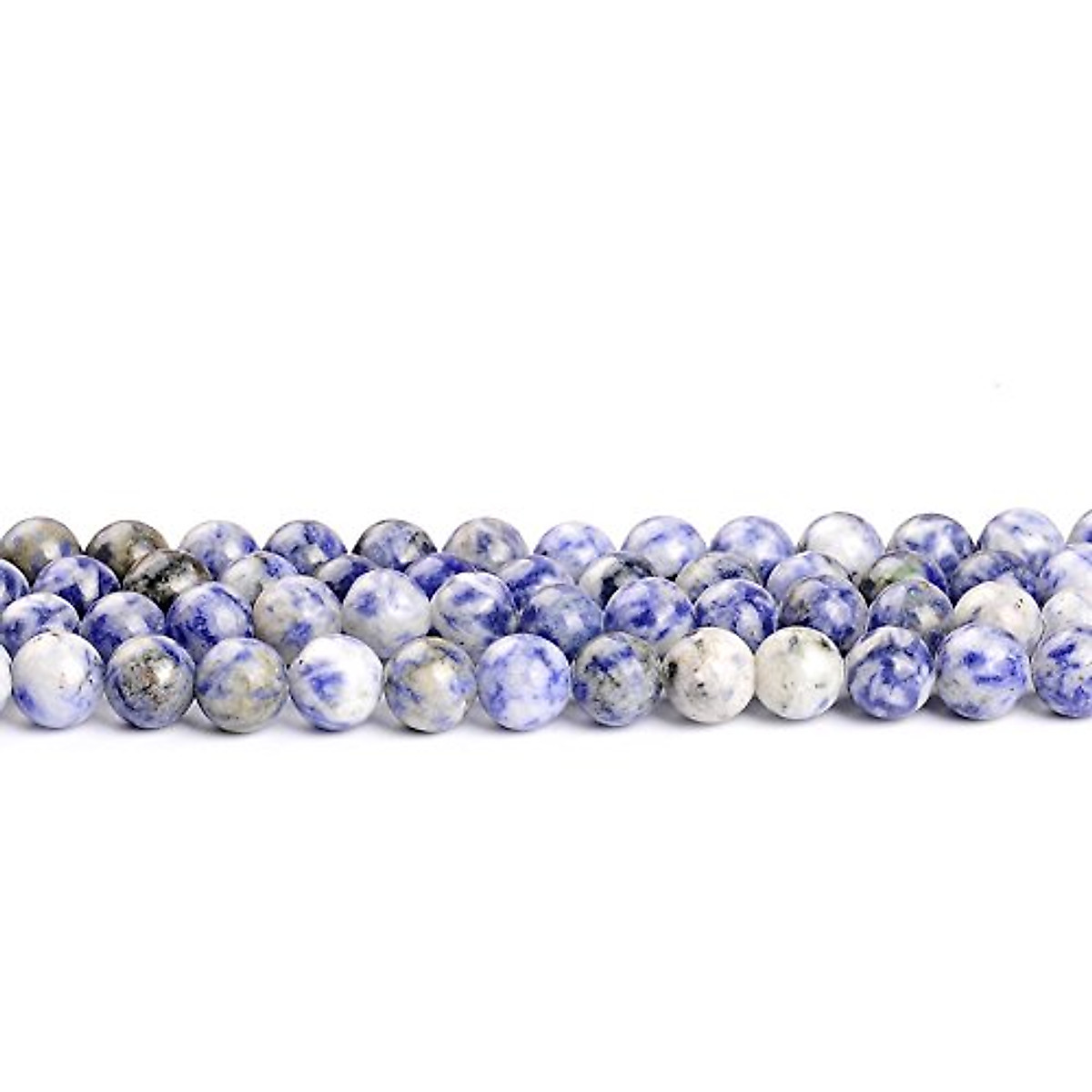 6mm Natural Blue Spot Gemstone Round Loose Beads Crystal Stone Bracelet Necklace Accessories Crafts for Jewelry Making DIY,1 Strand 15"