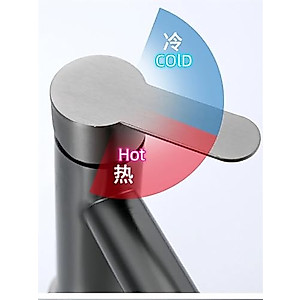 Kitchen Faucet Stainless Steel Hot and Cold Water Tap Washbasin Basin Faucets Bathroom Bathtub Accessories Set Sink Bath Mixer(Color:Gray)