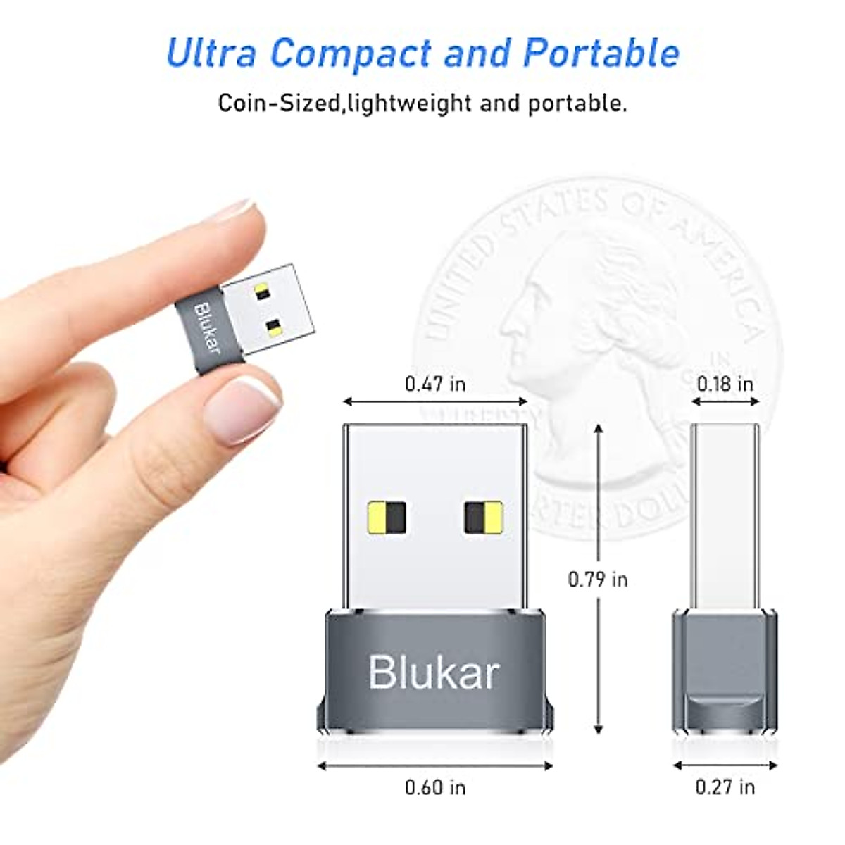 Blukar USB C Female to USB Male Adapter, [3 Pack] Type C to USB A Charger Cable Adapter Converter for Fast Charging & Data Sync, Compatible with iPhone 13/12/11 Pro, iPad Air 6, Galaxy S21/S20 etc.