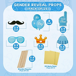 LASLU It's A Boy Baby Shower Party Photo Booth Props Kits on Sticks Set of 25pcs