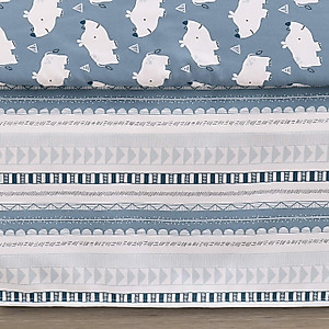 The Peanutshell Crib Bedding Set for Boys or Girls, Unisex 3 Piece Blue Rhino Nursery Collection