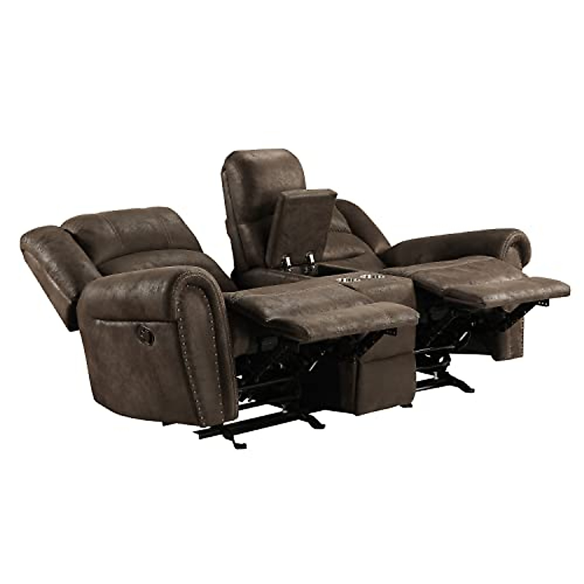 Lexicon Shay Double Glider Manual Reclining Loveseat, Brown