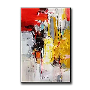 BAWHO Abstract Oil Painting Handmade Gold Foil Golden Red Mural Art Cuadros Canvas Painting Large Sofa Decoration,31inx47in,No Frame
