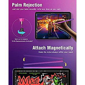 TiMOVO Stylus Pen for iPad Pencil Palm Rejection Tilt High Precision Apple Pencil for iPad 10/9/8/7/6th Generation, iPad Pro 13/12.9/11",iPad Air 11&13" (M2) 2024/6/5/4/3th,Mini 6/5, Gradient Purple