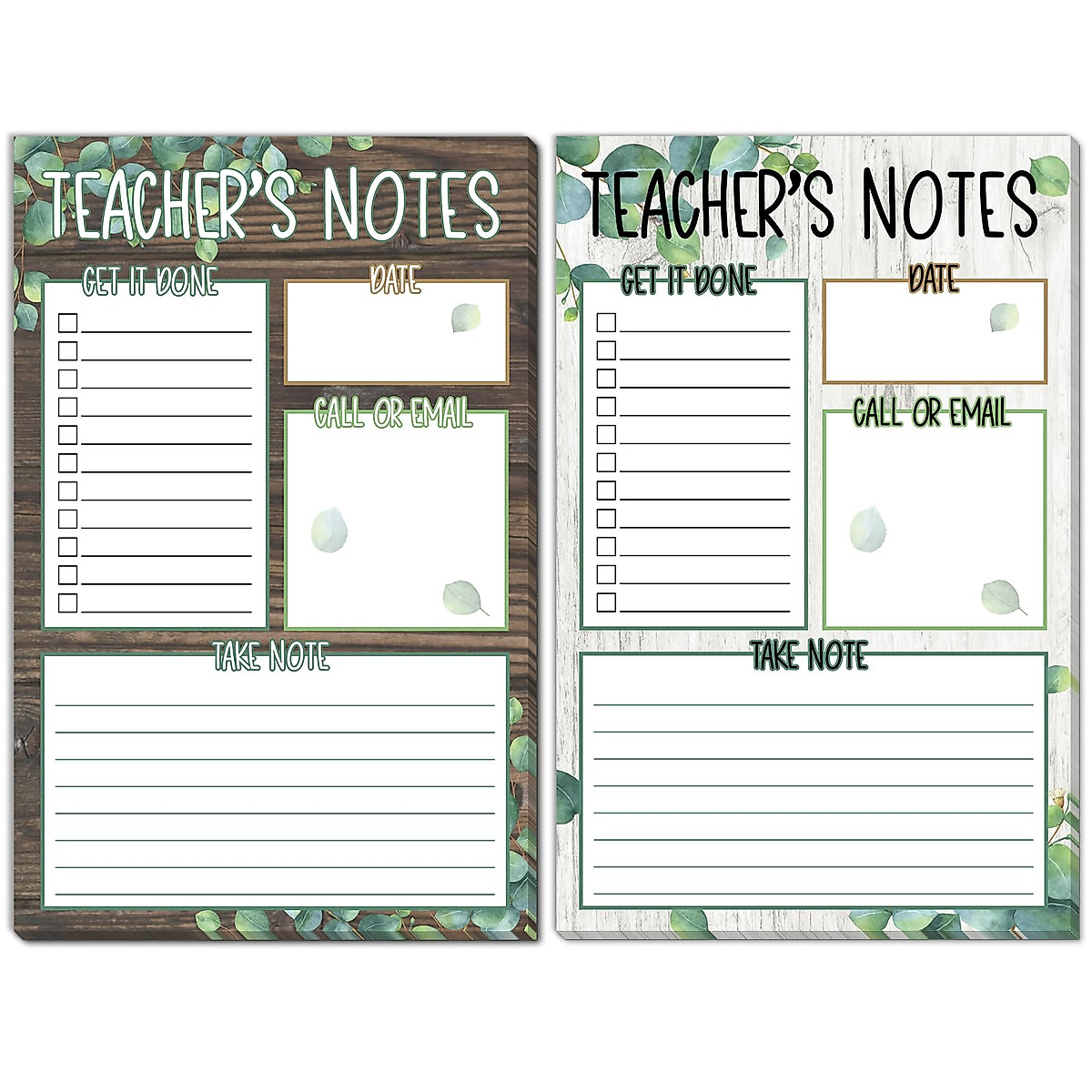 2 PCS Eucalyptus Teacher Notepad simply Boho Teacher Appreciation Gifts 5.5x 8.5 inch Greenery Eucalyptus Teacher Appreciation Notepads for School Work Office Home Use Supplies Students Teachers Gift