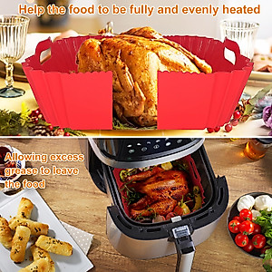 IJIAMY 3 Pack Air Fryer Silicone Liners, 8 inch Silicone Air Fryer Liners Pot, Heat Resistant Easy Cleaning Silicone Air Fryer Basket, Replacement of Air Fryer Liners Paper for 5 Qt Air Fryer Oven