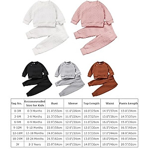 Fall Outfits for Toddler Girls Boys Knitted Baby Girl Sweater Top Pants Long Sleeve Autumn Winter Crewneck Sweatshirt Knit Clothes Pullover for Kids Warm Birthday Christmas Outfit White 0-3 Months