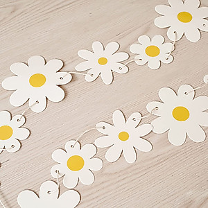 Myhiju 2 Packs Daisy Boho Banner Party Decorations,Groovy Party Favors White Daisy Decor Spring Flower Garland Daisy Paper Cutouts for Indoor Outdoor Girls Shower Birthday Party Supplies
