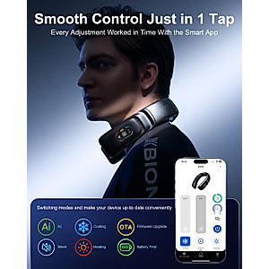 RANVOO No.1 Cooling A/C AICE 3 AI Neck Air Conditioner 7000mAh 30H [Full-body Cooling/Heating] for All Seasons [Health Monitor] Personal Neck Fan Cooler Heater Rechargeable Wearable Music Call Gift