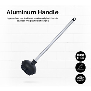 NEIKO 60166A Toilet Plunger with Patented All-Angle Design, Heavy-Duty Toilet Bowl Plunger with Aluminum Handle, Bathroom Necessity , Black, 1-Pack