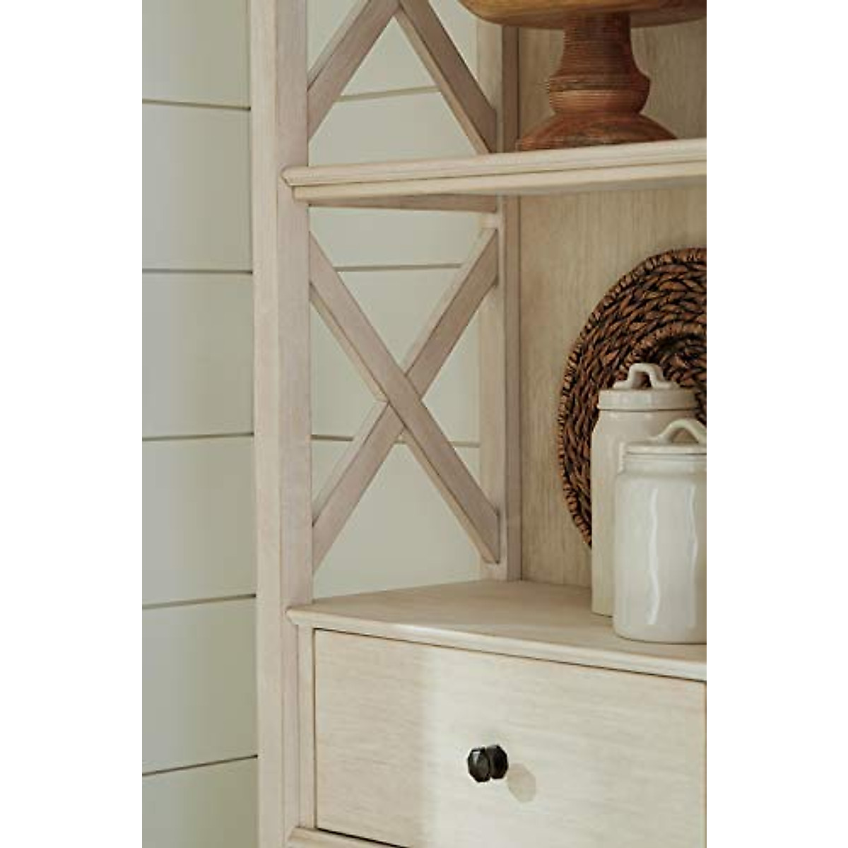 Signature Design by Ashley Bolanburg Cottage Chic Display Cabinet or Bookcase, Antique White
