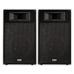 Acoustic Audio BR12 Passive 12" Speaker Pair 3 Way DJ PA Karaoke Band Speakers Black