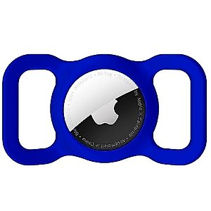 Airtag Dog Collar Holder Waterproof airtag case for Dog Collar,pet GPS Tracker for Cats,Silicone Dog Tags Personalized for Anti-Lost Dark Blue