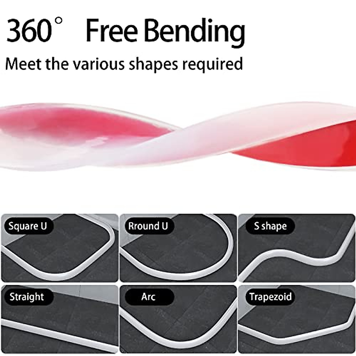 New Collapsible Shower Threshold Water Dam, Self Adhesive Silicone Waterproof Barrier Bathroom and Kitchen Water Strip Dam Shower Guard for Dry And Wet Separation Caulk Seal Strip Edge Trim(TM)