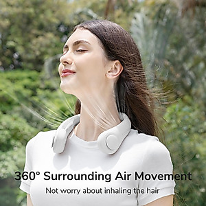 JISULIFE Portable Neck Fan, Hands-Free Bladeless, 5 Speeds, 4000 mAh Battery Operated Wearable Personal Fan, Twistable, Rechargeable, Gift for Women Men-Grey