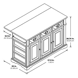 OSP Home Furnishings Palisade Kitchen Island with 3 Drawers and Cabinets with Adjustable Shelves and Pan Storage, Oak Finish