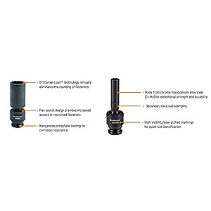 GEARWRENCH 15 Piece 3/8inch Drive 6 Point Universal Impact Socket Set, Metric - 84918N