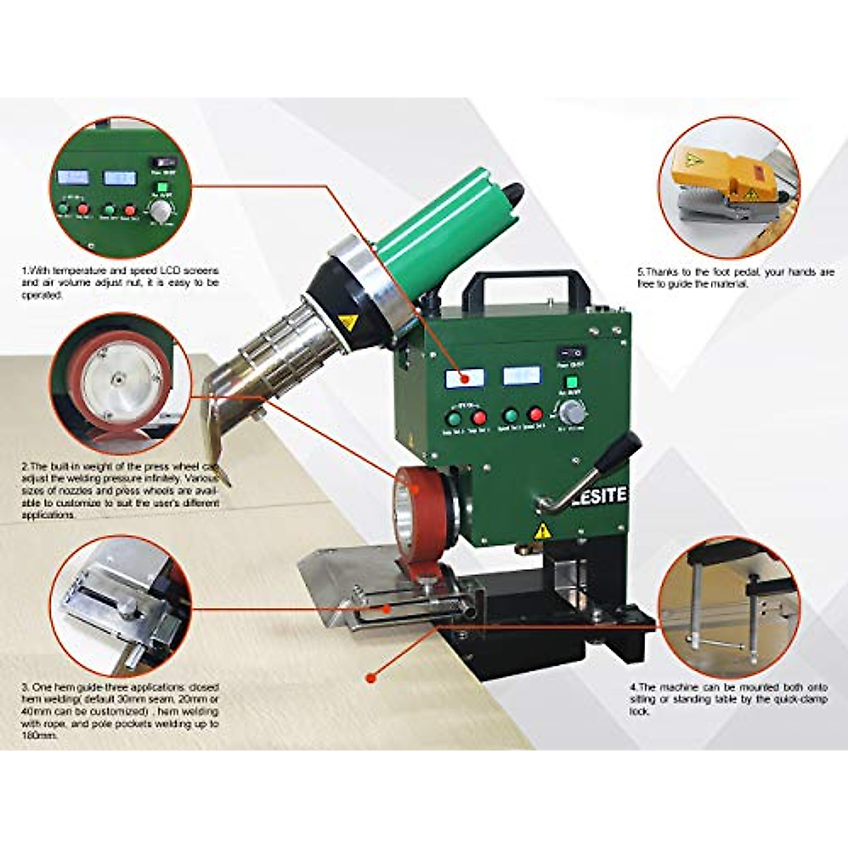 LESITE Tarpaulin Banner Table Hot Air Welding Machine Hem Welder PVC Welder (110V/2200W welder)