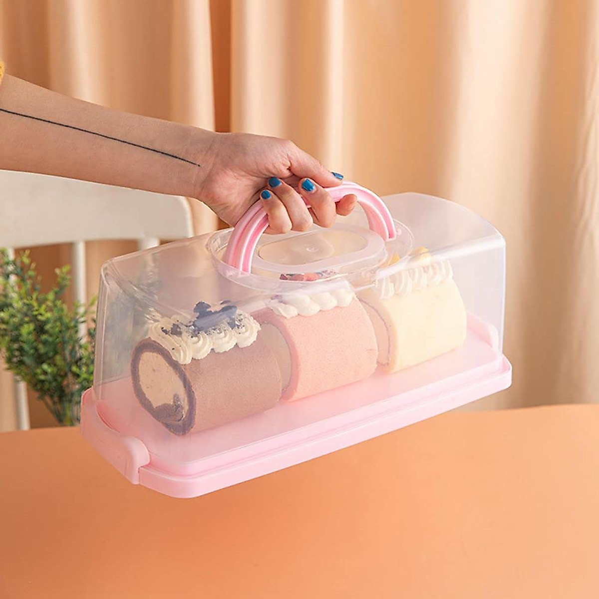 14 inch Square Cake Carrier Holder With Lid and Handle,Reusable Cupcake Package Box Perfect for Transporting Cakes,Pie,Toast,Desserts