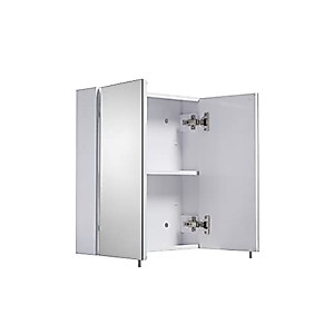 Croydex Dawley Double Door, Surface Mount Flexi-Fix Easy Hanging System Medicine Cabinet, 24 in (W) x 26 in (H), White Steel
