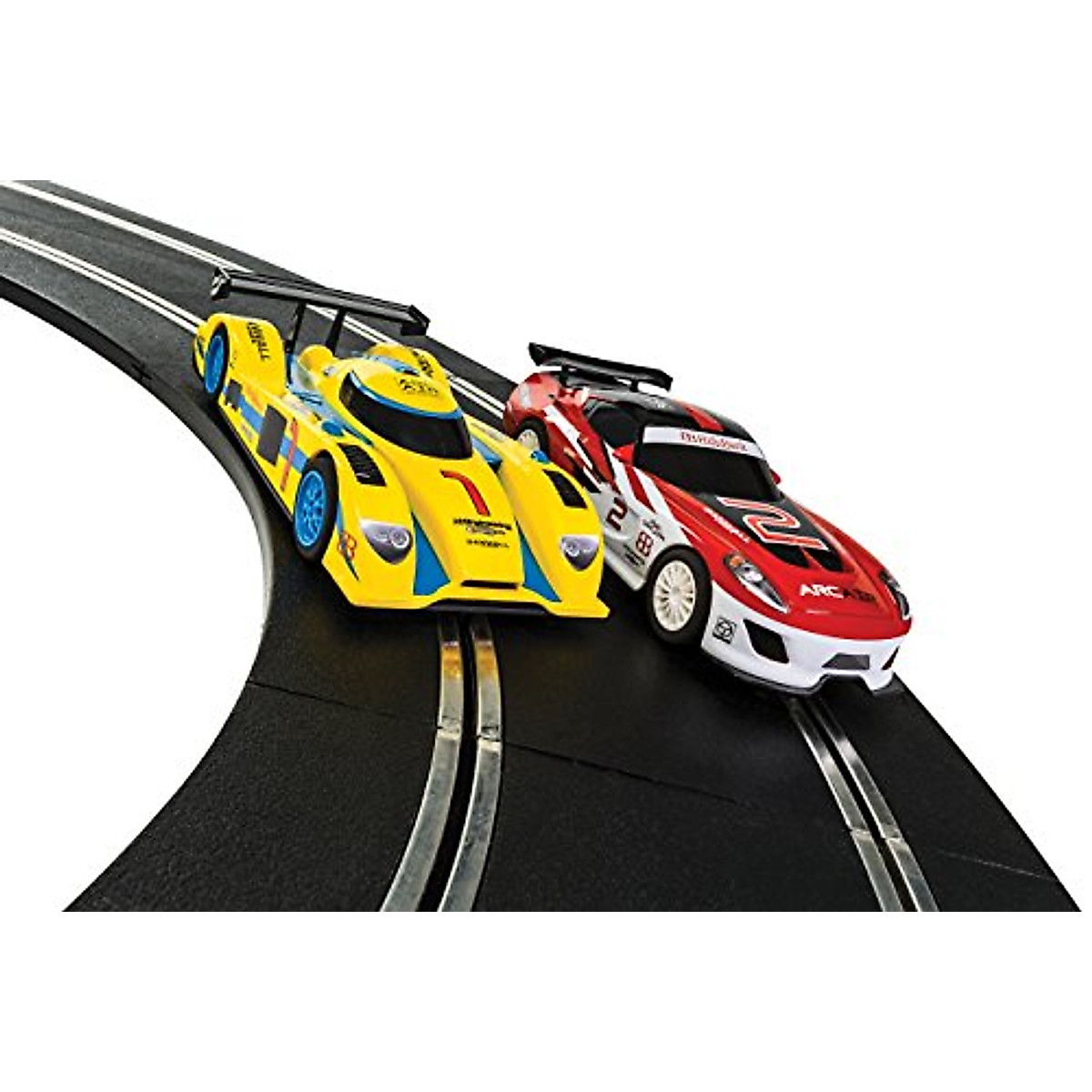 Scalextric LMP & GT Endurance LMP vs GT Oval Slot Car Analog 1:32 Race Track Set C1399T, Yellow/Red & White