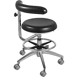 OUBO Brand Black Assistant Stool 360° Rotation Armrest Dental PU Leather Backrest Medical Office Use