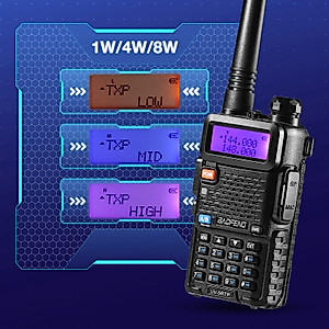 Baofeng UV-5RTP Dual Band Two Way Radio, UV-5R 8W High Power Version, Ham Radio Handheld with Earpiece, Black