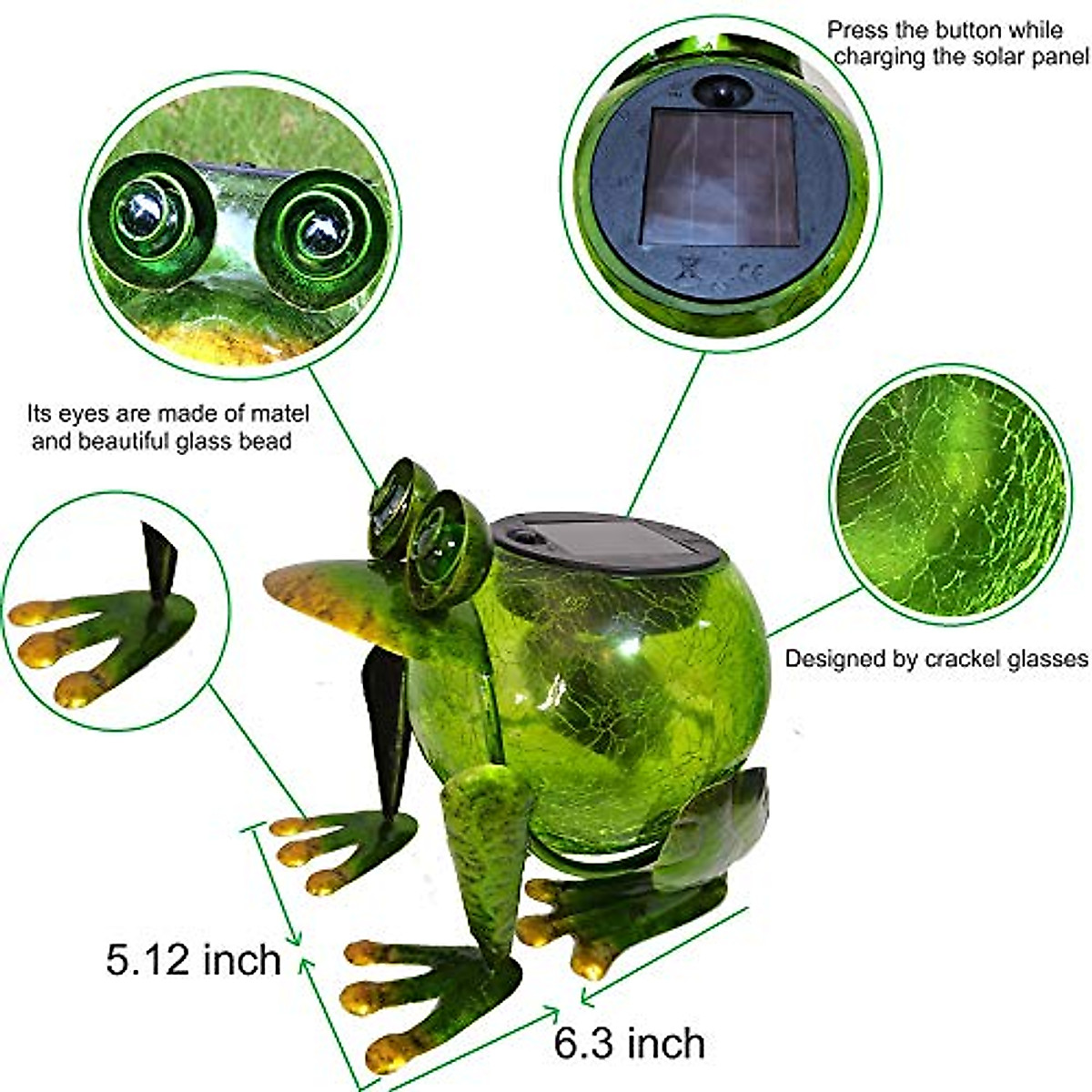 Yard Décor Frog Solar Light Iron Ornament Garden Decor Waterproof Outdoor Decorations for Patio Tabletop LED Lantern