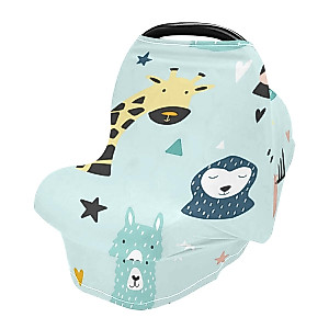 Koala and Llama Baby Car Seat Covers, Giraffe Nursing Cover Breastfeeding Scarf Soft Breathable Stretchy Coverage Multi-Use Cover Ups, Baby Gift for Boys Girls