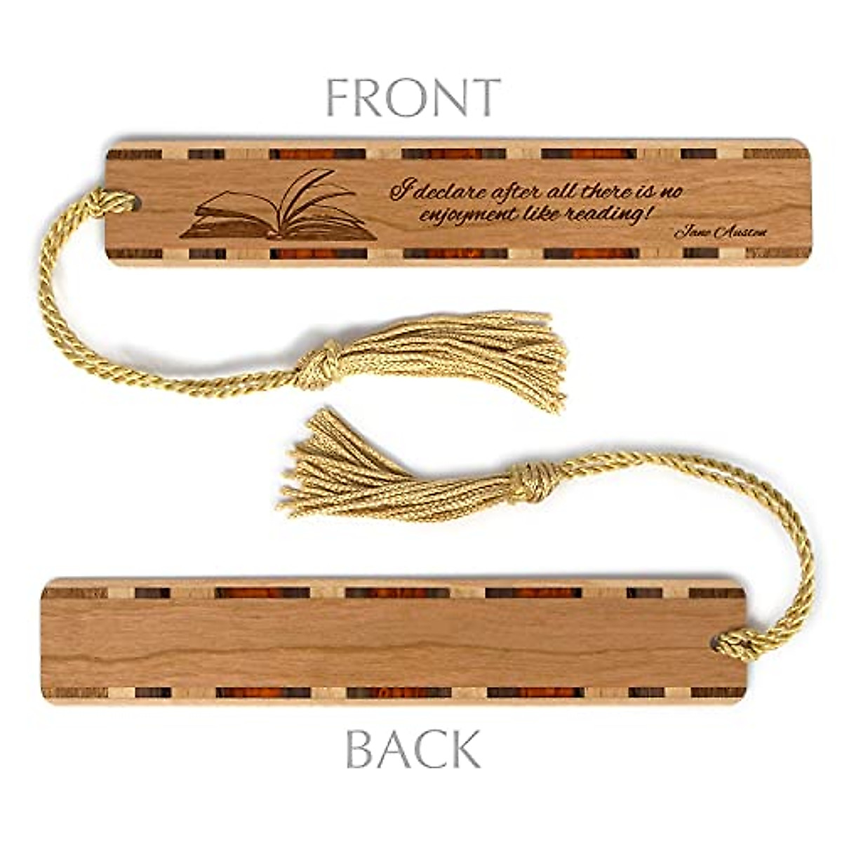 Jane Austen Reading Quote Engraved Wooden Bookmark - Also Available with Personalization Made in USA