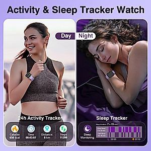 Quican Smart Watches for Women, iOS Android Phones Compatible, Waterproof Fitness Tracker Smartwatches with Call, Alexa Voice, Heart Rate Monitoring, Sleep Tracking, 1.8 Inches (Wisteria)