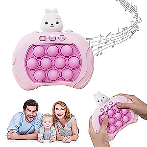Pocket Game for Kids, 2023 New Electronic Quick Push Game Console Puzzle Light Up Game, Quick Push Bubble Competitive Game Console Series Decompression Toys, USB Rechargeable (Rabbit)