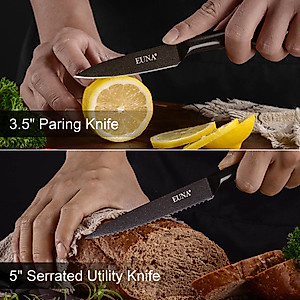 EUNA Kitchen knife set of 5, Sharp Chef Knife Set without Block Professional High Carbon Stainless Steel Cooking Knife Set with acrylic Handle and Gift Box