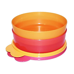 Tupperware (2) Big Wonders Cereal Bowls 2 Cups Pink and Orange