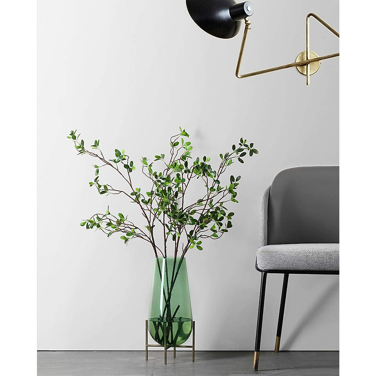 Artificial Plant 43.3 Inch Green Branches Leaf Shop Garden Office Home Decoration (6 pcs)