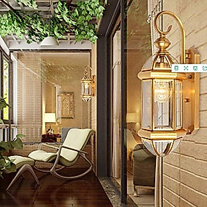 ZpLMW Wall Light Copper Outdoor Wall Light Waterproof Home Retro Garden Lighting Corridor Aisle Balcony Stair Wall Light