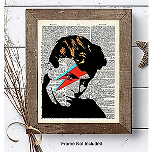 David Bowie Unframed Dictionary Wall Art Print - Great Gift for Rock n Roll Music Fans - Chic Home Decor - Ready to Frame (8x10) Photo - Ziggy Stardust
