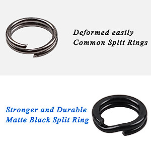 Stainless Steel Split Ring for Fishing Lures 200pcs Jig Split Ring Saltwater Fishing Tackle Line Connector Split Rings Freshwater Loop for Lure Making (Black)