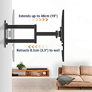 Rentliv TV Wall Mount TV Bracket, Swivels Tilts TV Mount with Heavy Duty Extended Arms for 26-55 Inch TVs Up to 99 LBS, Max VESA 400x400mm, Easy Single Stud Installation TV Hanger
