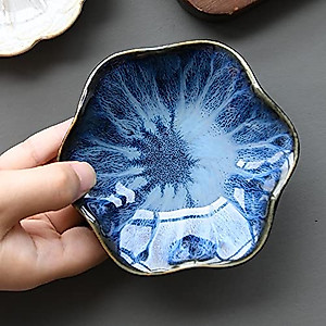 Ceramic Spoon Rests small ring jewelry dish holder entryway key tray,2pcs Sauce Dish,Mini Side Seasoning Dish,Sushi Soy Dipping Bowl,Snack serving Dishes Kitchen Coffee Station room Décor