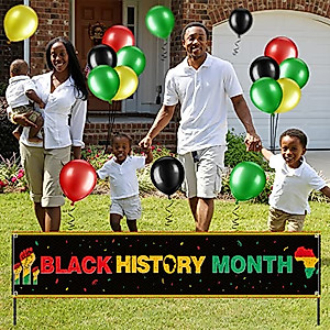 38 Pieces Black History Month Banner Balloons Decorations Set,Large Fabric African American Fence Yard Garage Banner with 36 Pieces Balloons for Black History Month National Holiday Party Decorations