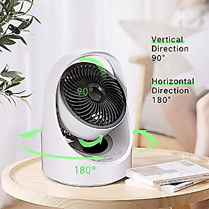 igogoi Air Circulator Fan，Rechargeable Desk Fan Small Oscillating Cordless Fan，Vortex Fan with LED Light 4 Speeds USB Powered Quiet Portable Table Fan for Home Office Bedroom
