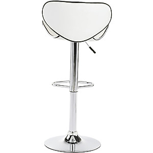 Displays2go White Cocktail Table with 2 Chairs, Adjustable Height, ABS Plastic and Steel Construction, Leatherette Upholstery – White, Chrome (TSFURNK14)