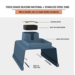 BOUTICOL Couch Tray Sofa Arm Cup Holder Tray Coaster Holder Silicone Anti-Spill and Anti-Slip Armrest Cup Holder Suit for Armchair, Sofa, Recliner, Couch Remote Control and Phone Organizer (Blue)