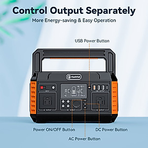 FF FLASHFISH 560W Portable Power Station, 520Wh/140400mAh Solar Generator With 2x110V/560W Surge 1100W AC Outlets, 5xDC Output and 4xUSB Outputs, Backup Power CAPA Battery For Camping/Home/Blackout