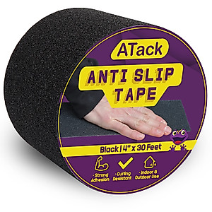 ATack Anti Slip Tape, Black, 4" x 30 Feet, Safety Track Tape Pet-Safe, Hypo-Allergenic, Weather Proof and Non Skid Indoor and Outdoor Safety Traction Tape